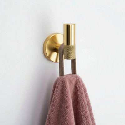 SET OF BATHROOM HANGERS REA GRID 4 PIECES GOLD 60X8,5X5CM