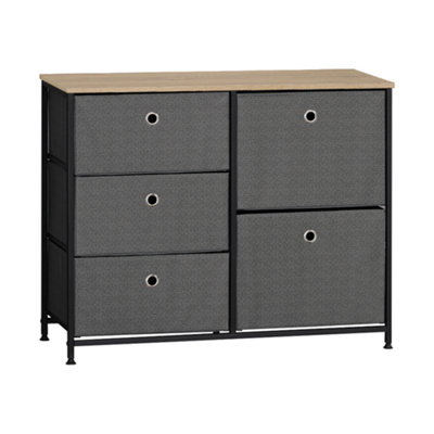 Set of Charcoal Grey Canvas Drawers With Oak effect Melamine Top ...