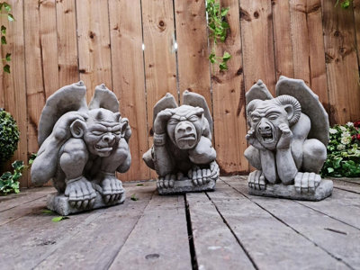 Set of Three Gargoyle Garden statues