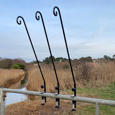 Set Of Three Heavy Duty Balcony Or Fence Mounted Shepherd's Crooks Deck ...
