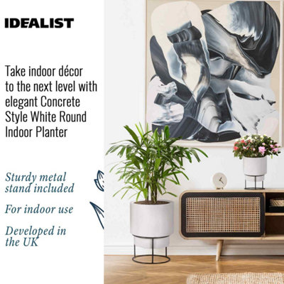 Set of two IDEALIST™ White Reinforced Stone Flower Pots, Round Indoor ...