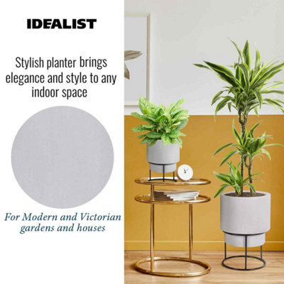 Set of two IDEALIST™ White Reinforced Stone Flower Pots, Round Indoor ...