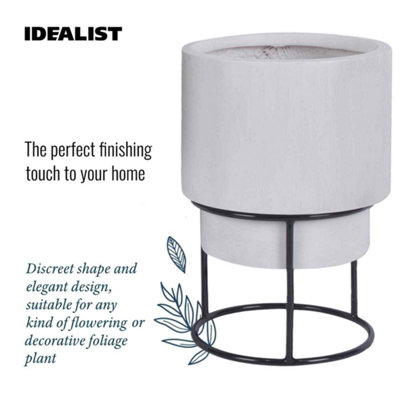 Set of two IDEALIST™ White Reinforced Stone Flower Pots, Round Indoor ...