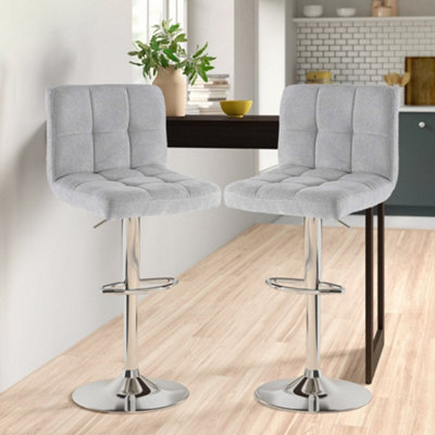 Set of Two Neo Grey Fabric Bar Stools with Polished Chrome Legs | DIY ...