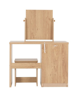 Seville 3 Drawer Dressing Table Set White High Gloss/Light Oak Effect ...
