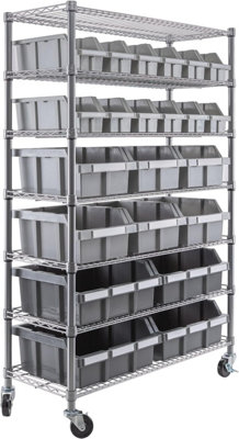 Seville Classics 8 Tier Bin Rack With 22 Large Bins | DIY at B&Q