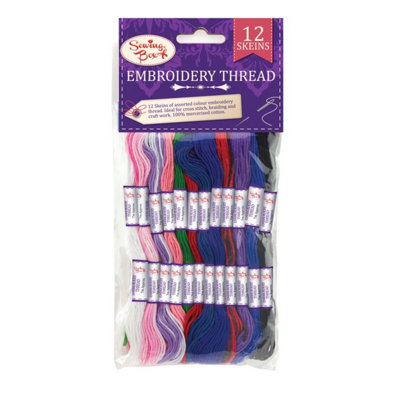 Sewing Box Embroidery Thread (Pack of 12) Multicoloured (One Size ...