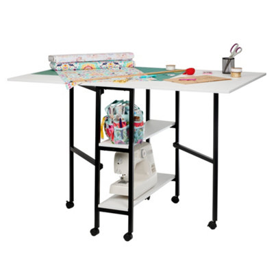 Sewing Online Quilting/Fabric Cutting Table, White with Black Legs and ...