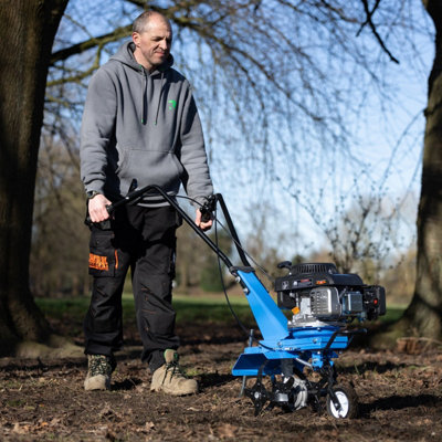 SGS 140CC 4-STROKE PETROL TILLER 3.1HP 4 BLADE 400MM GARDEN CULTIVATOR ...