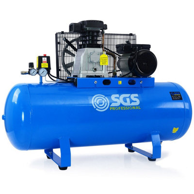 SGS 150L Belt Drive Air Compressor 14CFM 3HP Twin Outlet Auto Stop ...