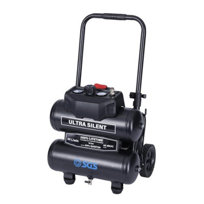 SGS 17L Air Compressor Low Noise 70dB Oil Free, Wheels Handle 1HP 5 ...