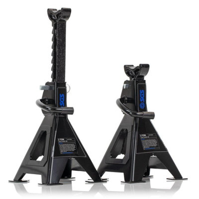 SGS 2 Tonne Car Trolley Jack w/ Four Ratchet Axle Stands, Castors ...