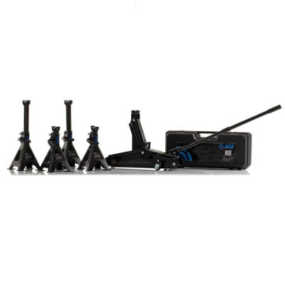 SGS 2 Tonne Trolley Jack, 4x 2T Ratchet Axle Stands & Hard Carry Case ...