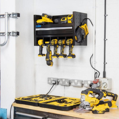 SGS 22in Wall Mounted Power Tool Storage Rack w/ Battery Charging ...