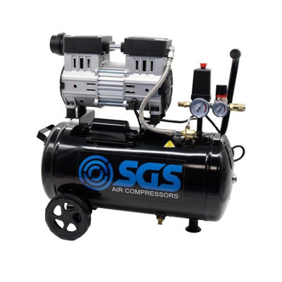 SGS 24L SILENT AIR COMPRESSOR 0.75HP 115PSI 220V 4.6CFM FOR INFLATOR ...