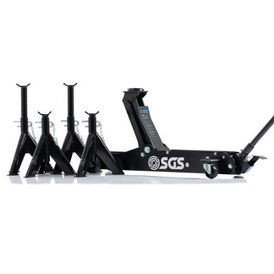 SGS 3 TON LONG REACH TROLLEY JACK W/ FOOT PEDAL & 4X3 TON HEAVY DUTY ...