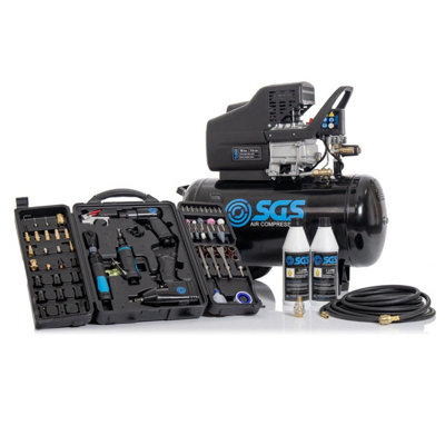 SGS 50L Air Compressor & Air Tools Kit, 71pc Set - Impact Wrench, 9 ...