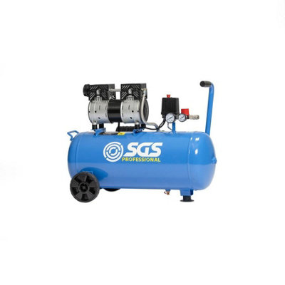 SGS 50L Air Compressor Pro Super Silent, 1HP 4.5CFM Low Noise w/ Wheels ...