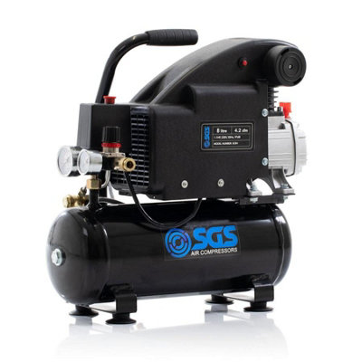 SGS 8 Litre Air Compressor, Nail Gun, Air Hose & Coupler Kit, 4.2CFM 1 ...