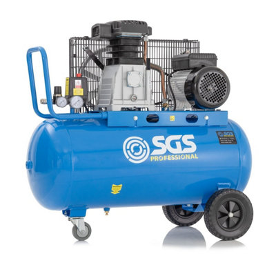 SGS 90 Litre Belt Drive Air Compressor Heavy Duty 14CFM, 3HP & Twin Air ...