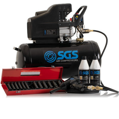 SGS Air 50L Air Compressor Kit w/ 1/2 Impact Ratchet Driver, Socket Set ...
