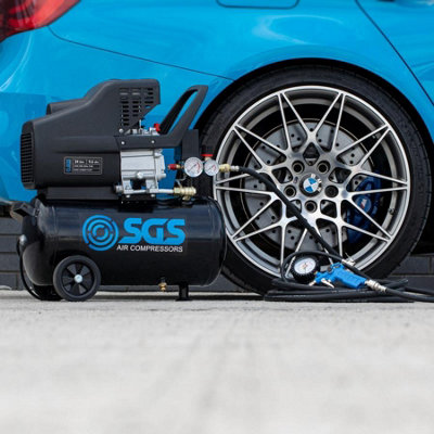 SGS Air Compressor 24 Litre Direct Drive, 9.6CFM 2.5HP with Twin Air ...