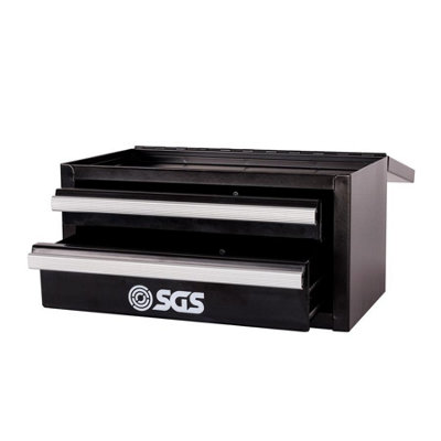 SGS Black Mini Tool Box Metal 2 Drawers For DIY Craft Home 27.5x15x15cm ...