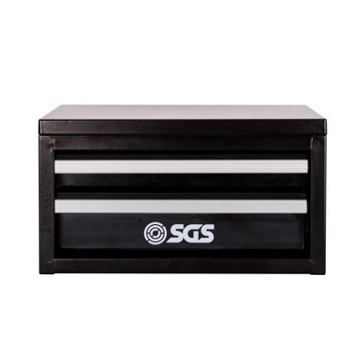SGS Black Mini Tool Box Metal 2 Drawers For DIY Craft Home 27.5x15x15cm ...