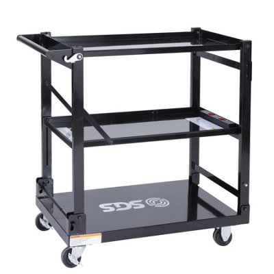 SGS Folding Tool Trolley 3 Tier Sturdy Steel 135Kg Load on Castors ...