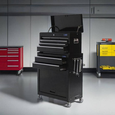 SGS Mechanics Large 8 Drawer Tool Chest & Roller Tool Cabinet, Hooks ...
