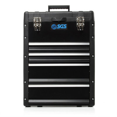 SGS Mobile Rolling Suitcase Tool Box 4 Drawers, Top Box w/ Tray, Clasps ...