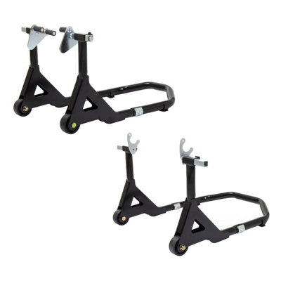SGS Motorcycle Paddock Stand Set, Front & Rear Wheel 200kg Motor Bike ...