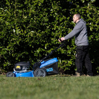 SGS Petrol Self-Propelled Push Lawn Mower 53 cm, Rotary 166cc 4-Stroke ...