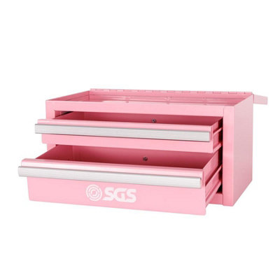 SGS Pink Mini Tool Box Metal 2 Drawers For DIY Crafts Home 27.5x15x15cm ...