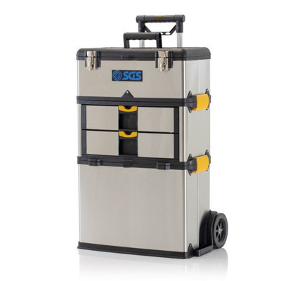 SGS Stainless Mobile Stackable 3-in-1 Tool Box Chest W/ Wheels & Pull ...