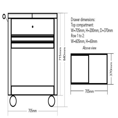 SGS Tool Cart Trolley & Workstation w/ 2 Drawers For Workshop Garage ...