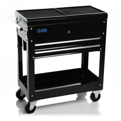 SGS Tool Cart Trolley & Workstation w/ 2 Drawers For Workshop Garage ...