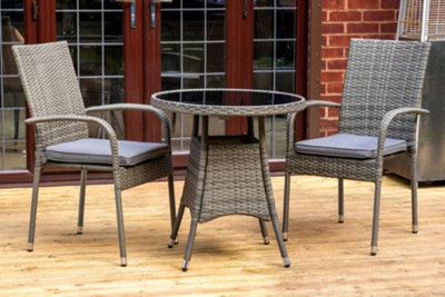 SH&G Heaton 2 Seat Bistro Set - 3 Piece Round Table & Chairs - Grey ...