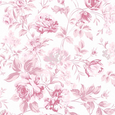 Shabby Chic by Rachel Ashwell Romantic Rose Pink Floral Wallpaper