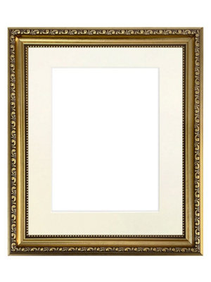 Shabby Chic Gold Frame with Ivory Mount for Image Size 24 x 16 Inch