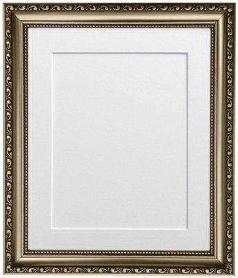 Shabby Chic Gun Metal Frame with White Mount for Image Size A2 | DIY at B&Q