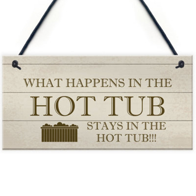Shabby Chic Hot Tub Sign Funny Hot Tub Accessories Summerhouse Garden ...