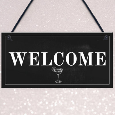Shabby Chic Welcome Sign To Home Bar Pub Plaque Garden Summerhouse Sign