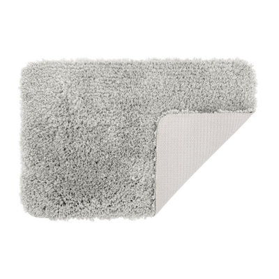 Shaggy Microfibre Bath Mat Non-Slip 40 x 60cm - Light Grey