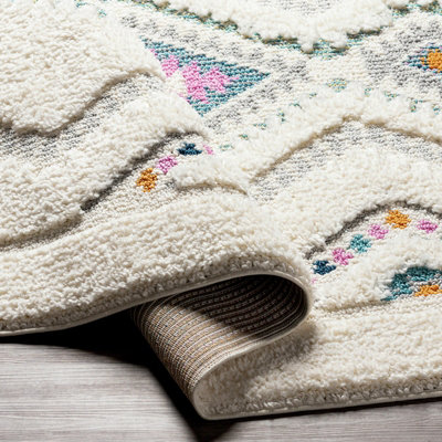 Shaggy Modern Boho Plush Pile Ivory Lilo Runner Rug 80 x 220 cm - Easy ...