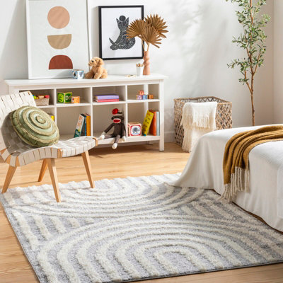 Shaggy Modern Plush Pile Grey Marava Area Rug 160 x 213 cm - Easy Care ...