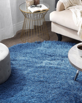 Shaggy Round Area Rug 140 cm Blue CIDE