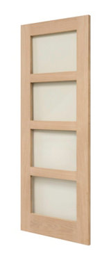 Shaker 4 Panel Oak Glazed Clr 1981 x 762mm