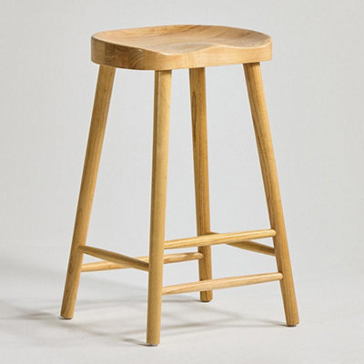 Shaker Bar Stool Natural Counter 66cm Seat Height Solid Farmhouse Ash Frame
