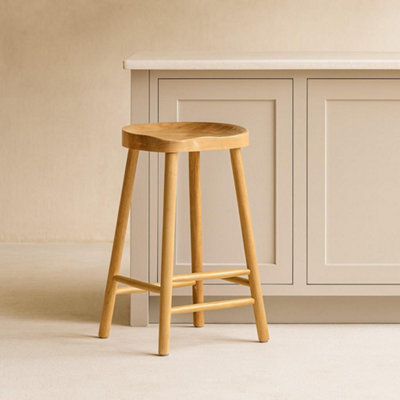 Shaker Bar Stool Natural Counter 66cm Seat Height Solid Farmhouse Ash Frame